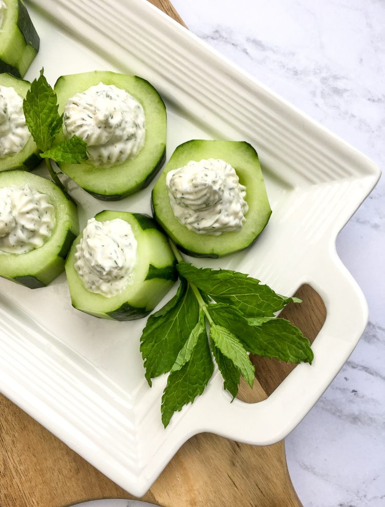 Stuffed Cucumbers with Feta and Dill - Kitchen Mixin